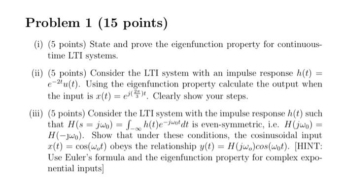 Solved (i) (5 points) State and prove the eigenfunction | Chegg.com