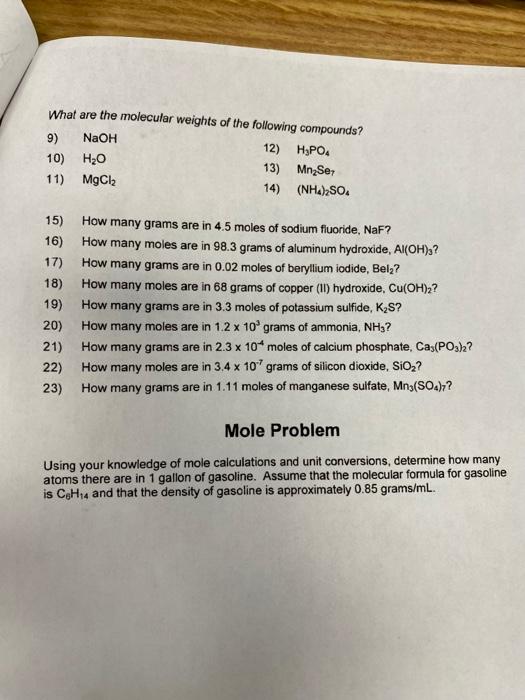 Solved 4) How many grams are there in 7.4×1023 molecules of | Chegg.com