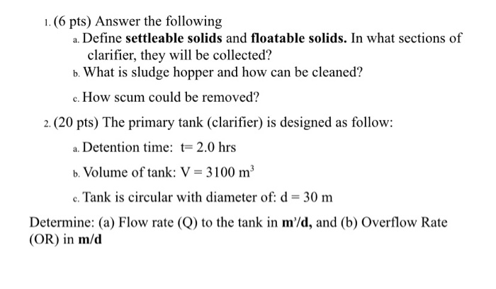 Solved 1. (6 pts) Answer the following a. Define settleable | Chegg.com