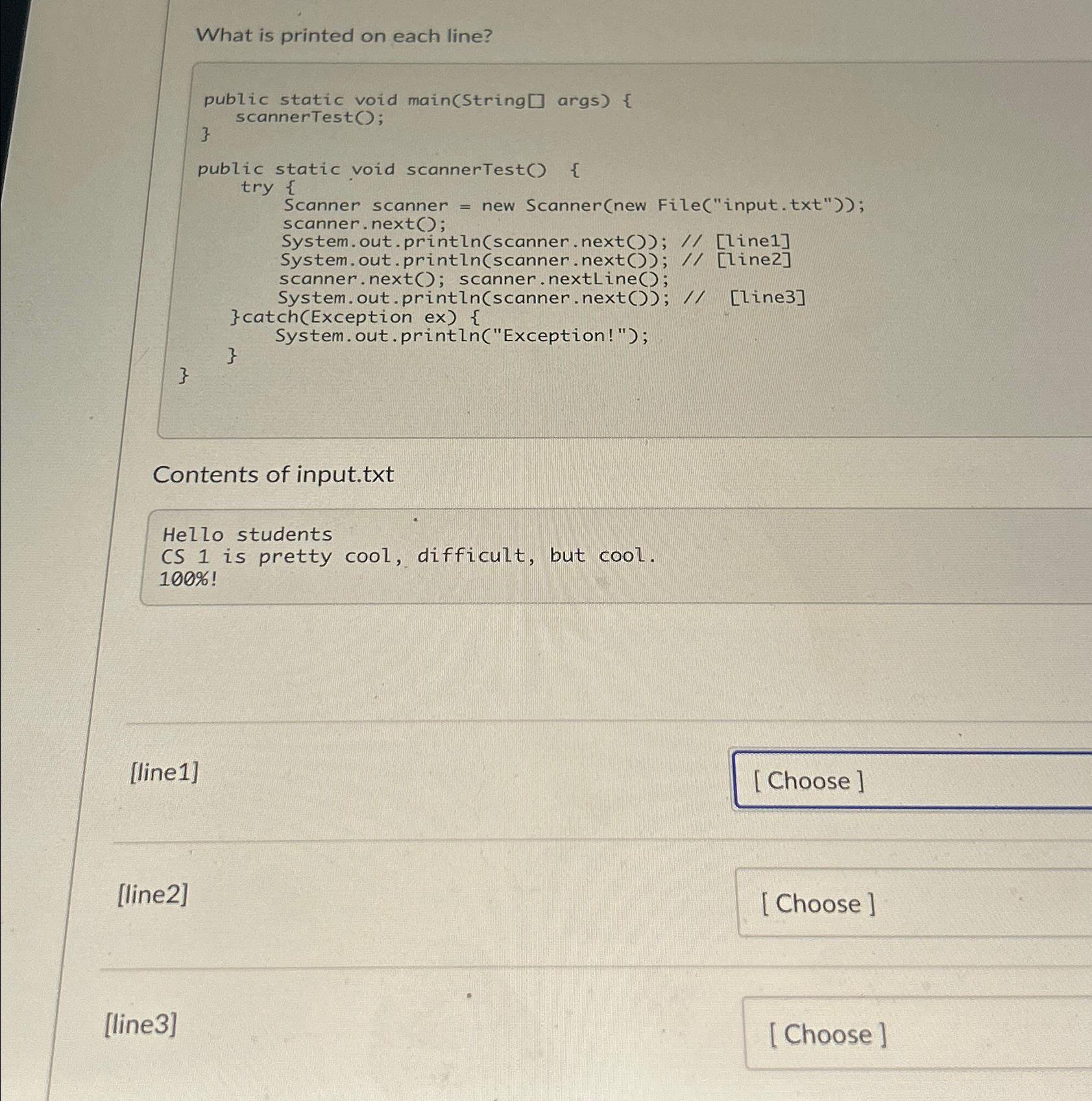 Solved What is printed on each line?public static void | Chegg.com