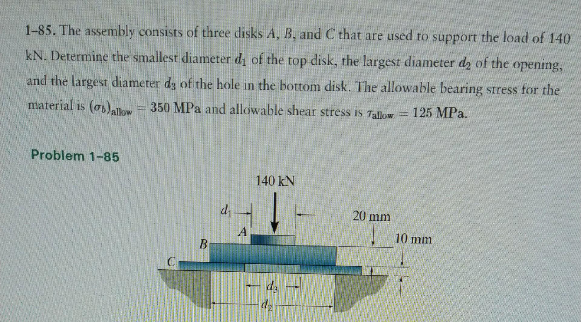 Solved 1-85. The assembly consists of three disks A,B, and C | Chegg.com