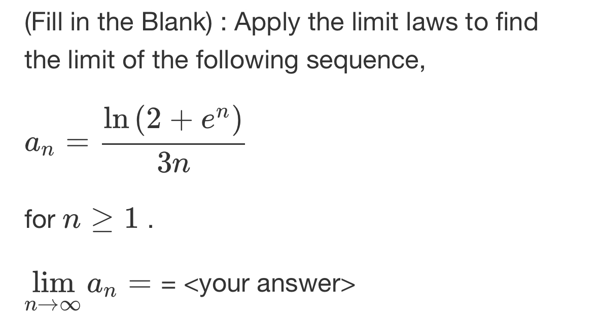 Solved (Fill in the Blank) ﻿: Apply the limit laws to find | Chegg.com