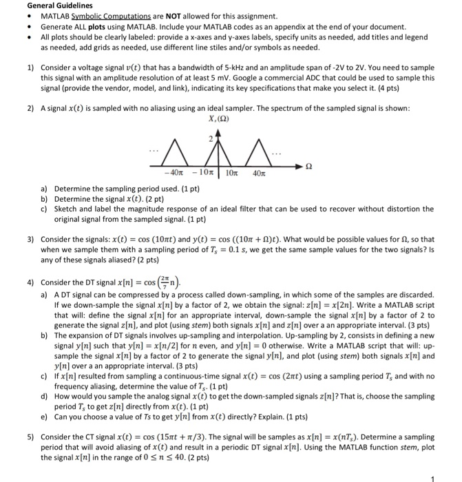 General Guidelines • MATLAB Symbolic Computations are | Chegg.com