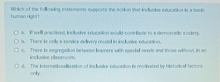 Solved Which of the following statements supports the notion | Chegg.com