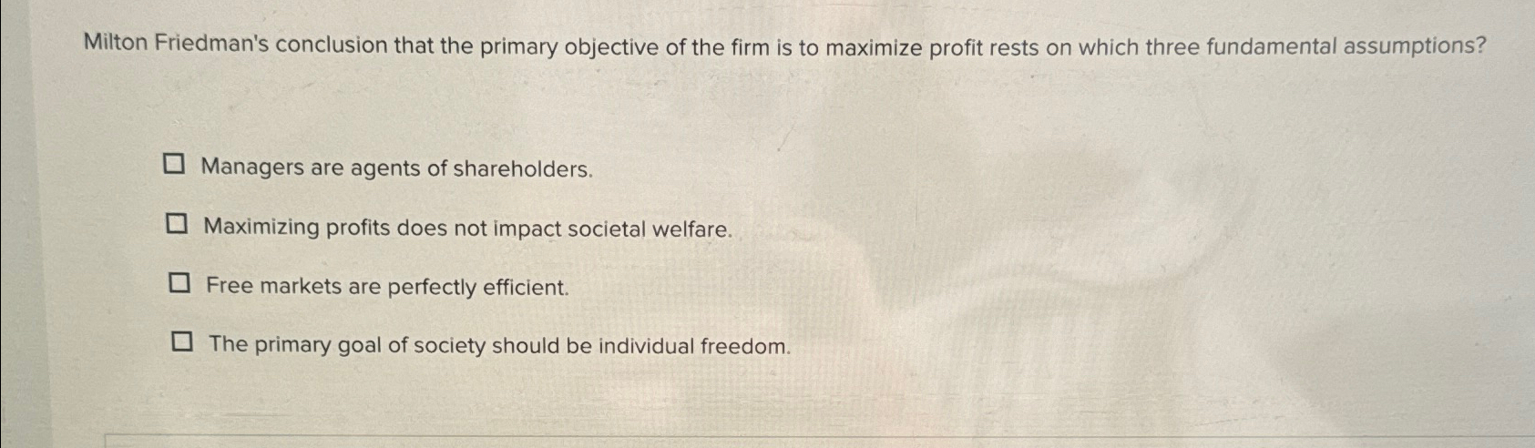 Solved Milton Friedman's conclusion that the primary | Chegg.com