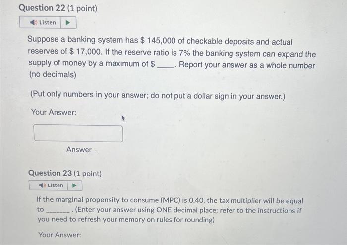 Solved Suppose a banking system has $145,000 of checkable | Chegg.com
