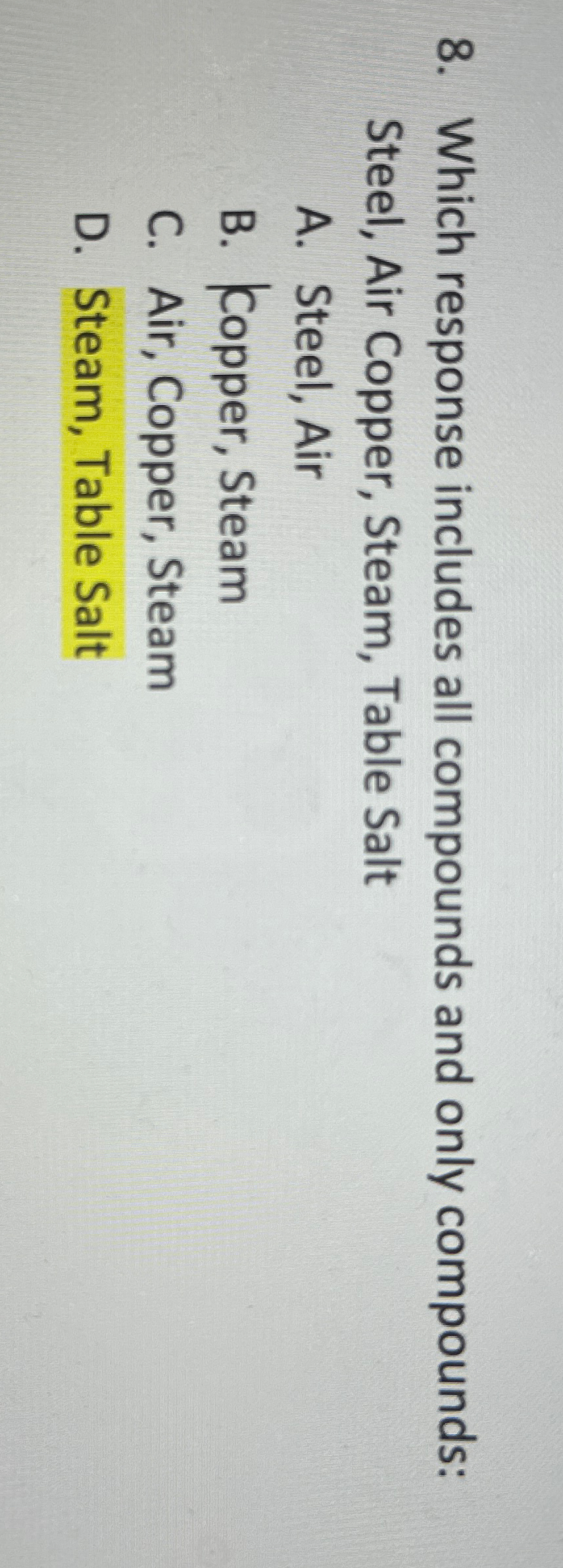 Solved Which response includes all compounds and only | Chegg.com