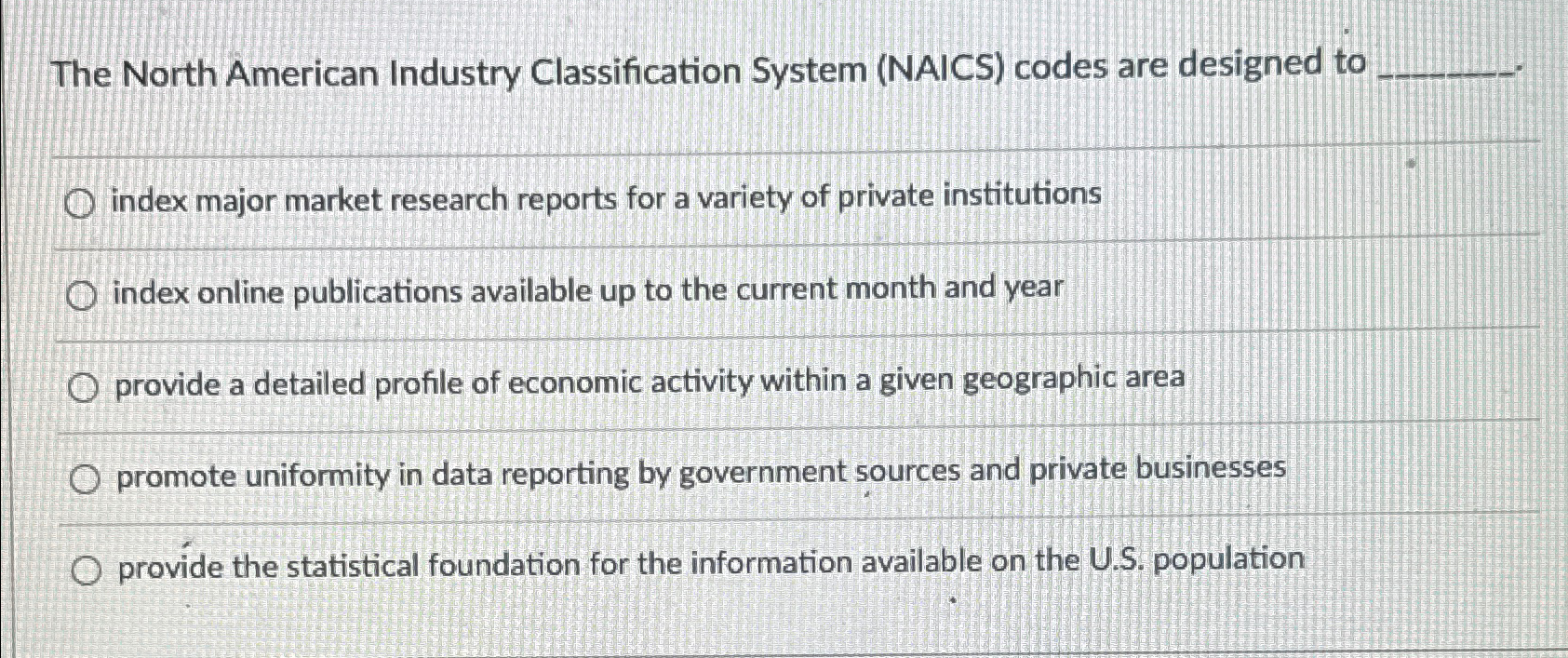 Solved The North American Industry Classification System | Chegg.com