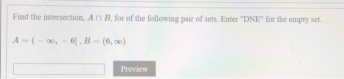 Solved Find the intersection, An B, for of the following | Chegg.com