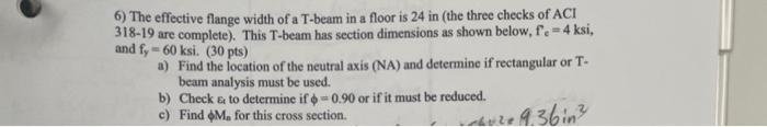6) The effective flange width of a T-beam in a floor | Chegg.com