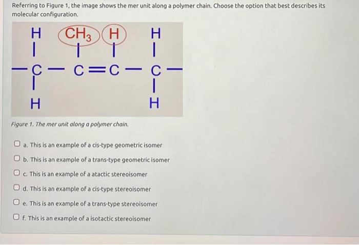 Solved Referring to Figure 1, the image shows the mer unit | Chegg.com