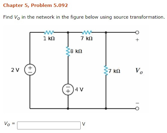 Solved Chapter 5, Problem 5.092 Find Voin the network in the | Chegg.com