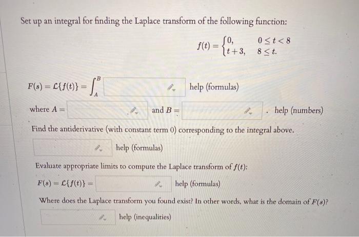 Solved Set up an integral for finding the Laplace transform | Chegg.com