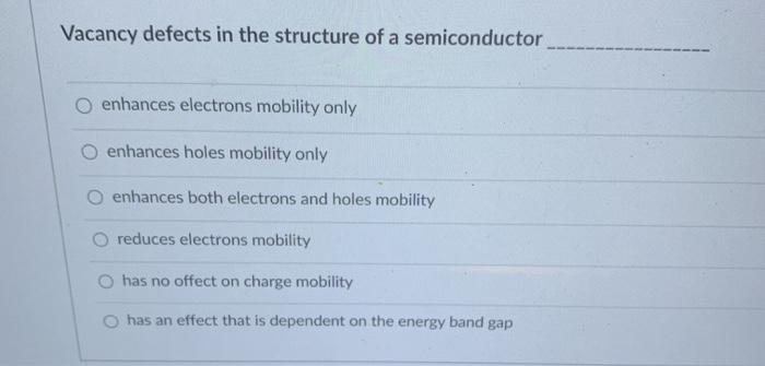 Solved Vacancy defects in the structure of a semiconductor | Chegg.com