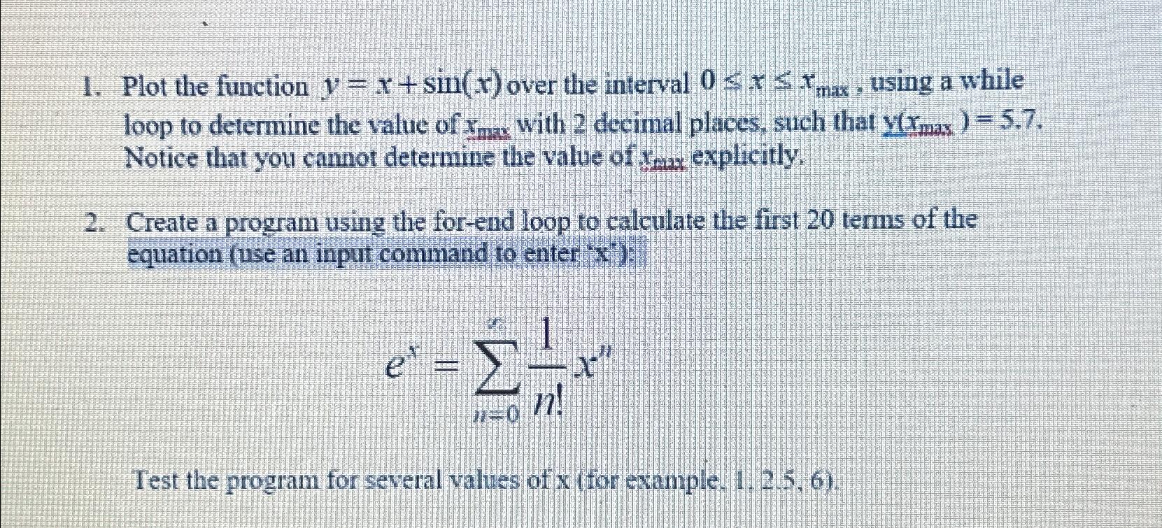 Solved Plot the function y=x+sin(x) ﻿over the interval | Chegg.com