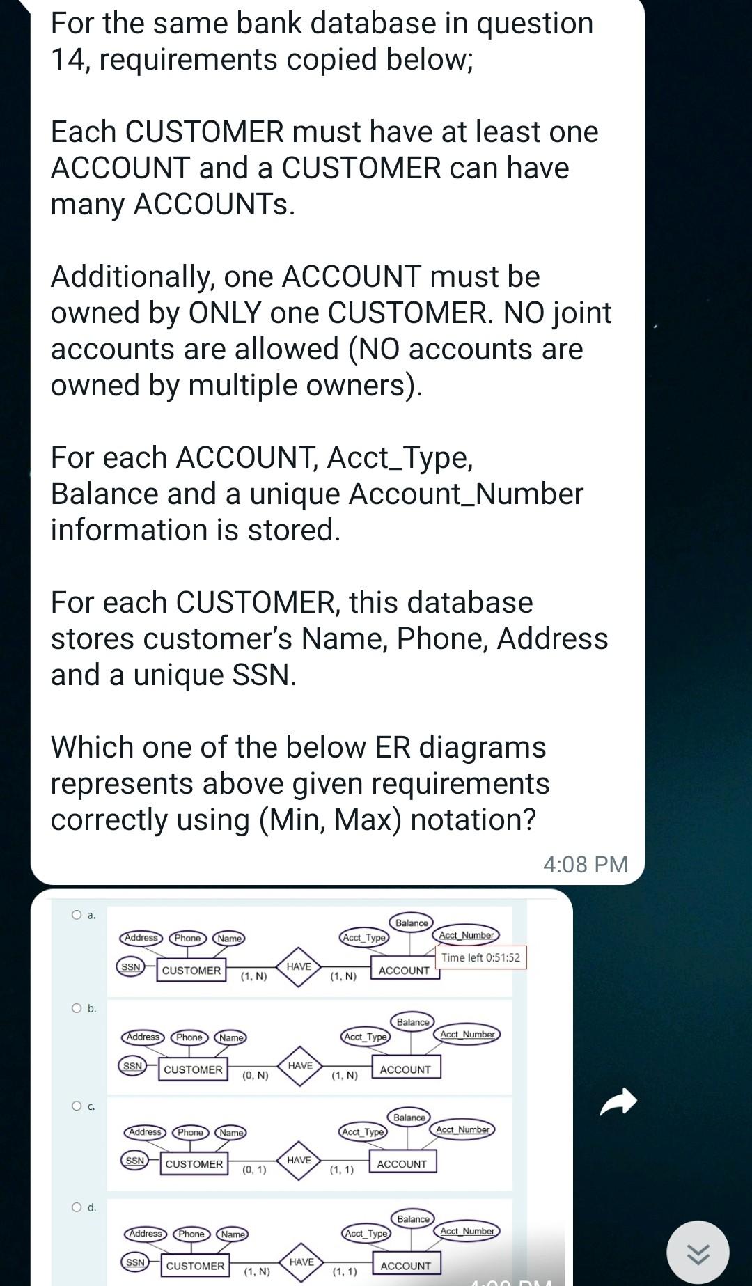 Solved For the same bank database in question 14 , | Chegg.com