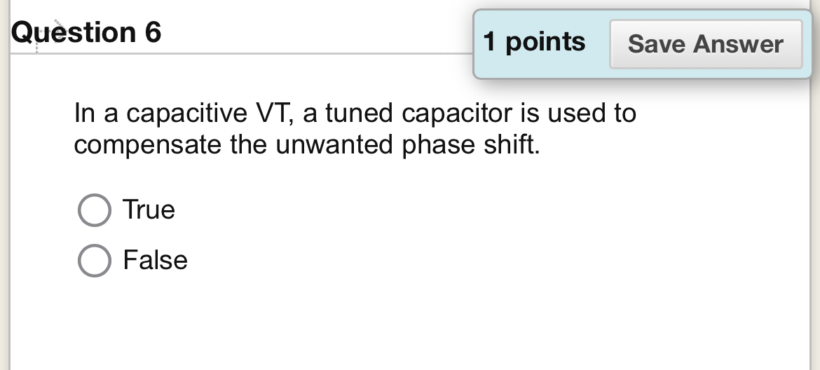 Solved Question 61 ﻿pointsIn a capacitive VT, ﻿a tuned | Chegg.com