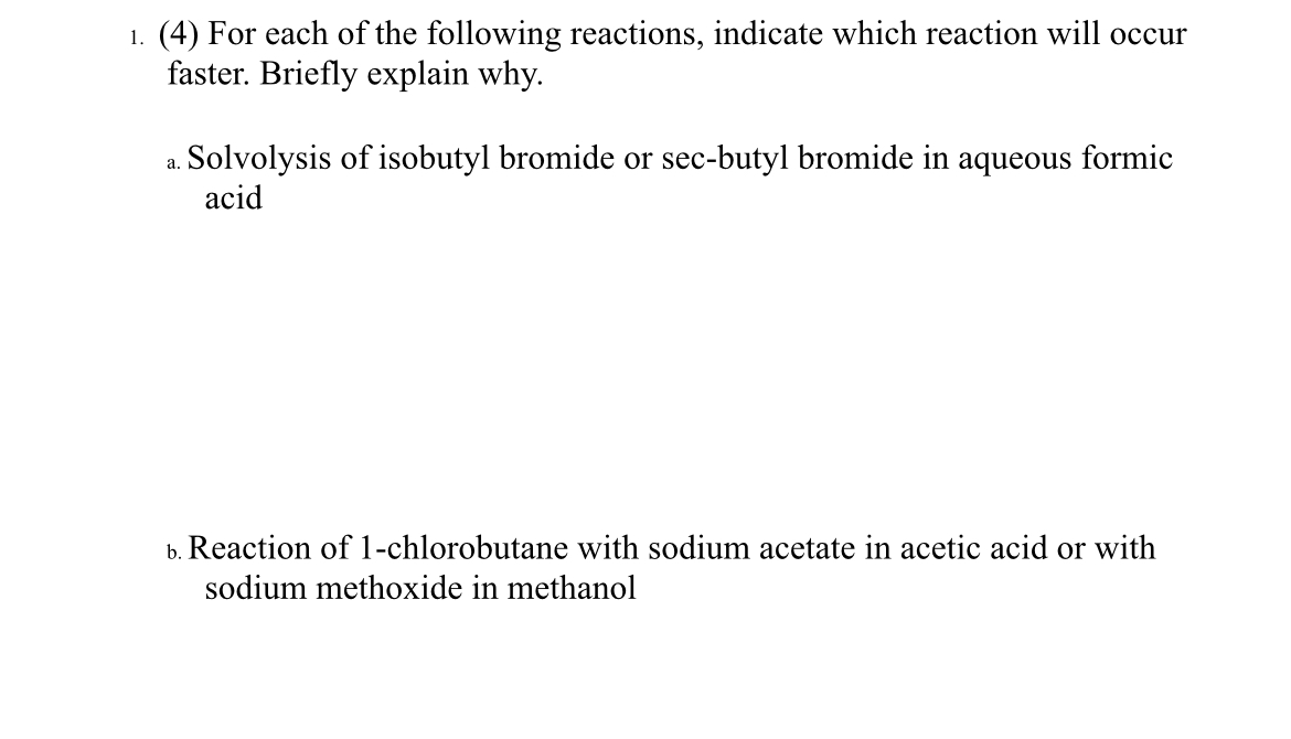 Solved (4) ﻿For each of the following reactions, indicate | Chegg.com