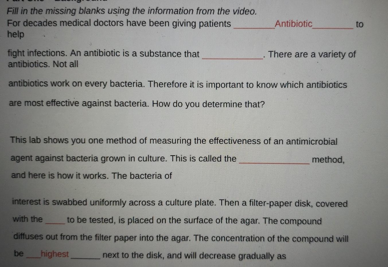 Fill in the missing blanks using the information from | Chegg.com