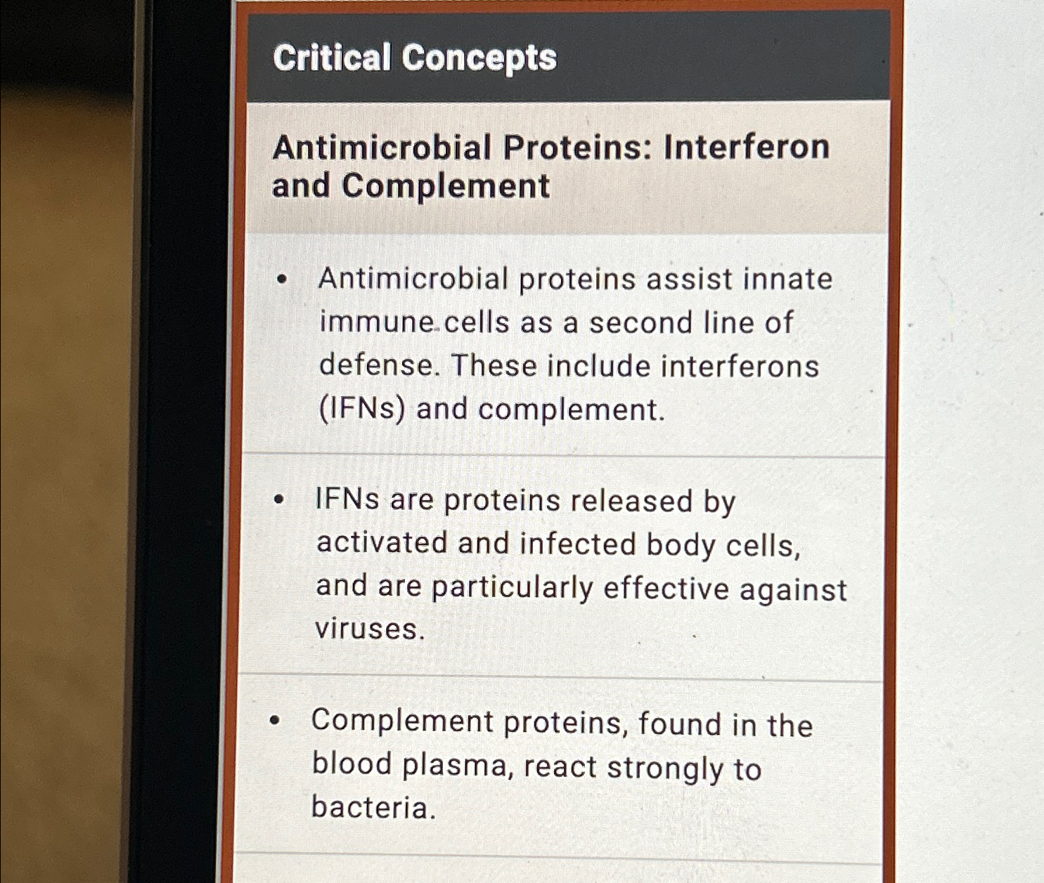 Solved Critical ConceptsAntimicrobial Proteins: Interferon | Chegg.com