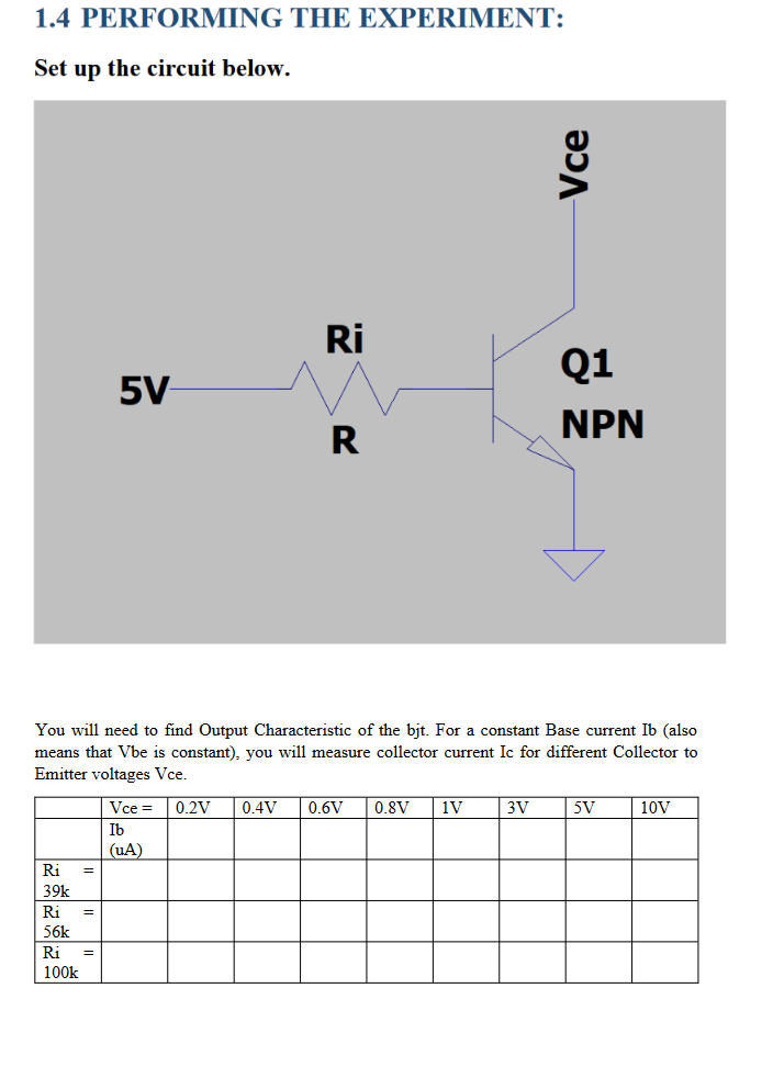 Solved use1.4 ﻿PERFORMING THE EXPERIMENT:uuse ltspice and do | Chegg.com