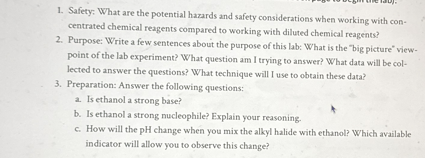 Solved Safety: What are the potential hazards and safety | Chegg.com