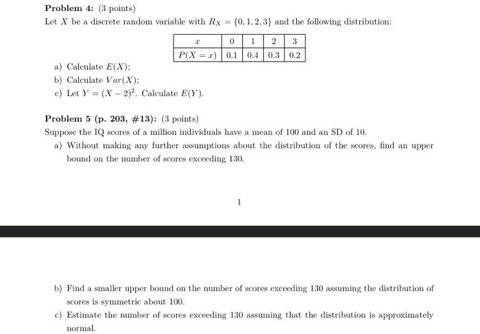 Solved Problem 4: (3 points) Let X be a discrete random | Chegg.com