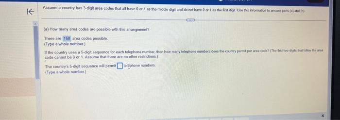 Solved (o) How many area codes are possible with this | Chegg.com
