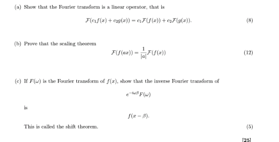 Solved (a) ﻿Show that the Fourier transform is a linear | Chegg.com