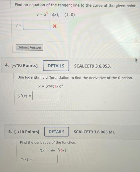 Solved Find an equation of the tangent line to the curve at | Chegg.com