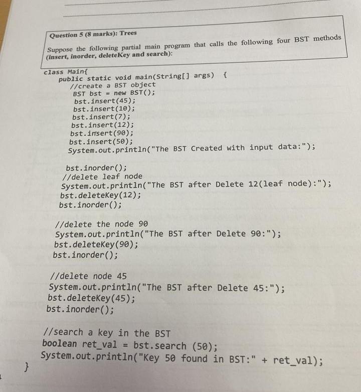 Solved Question 5 ( 8 marks): Trees Suppose the following | Chegg.com