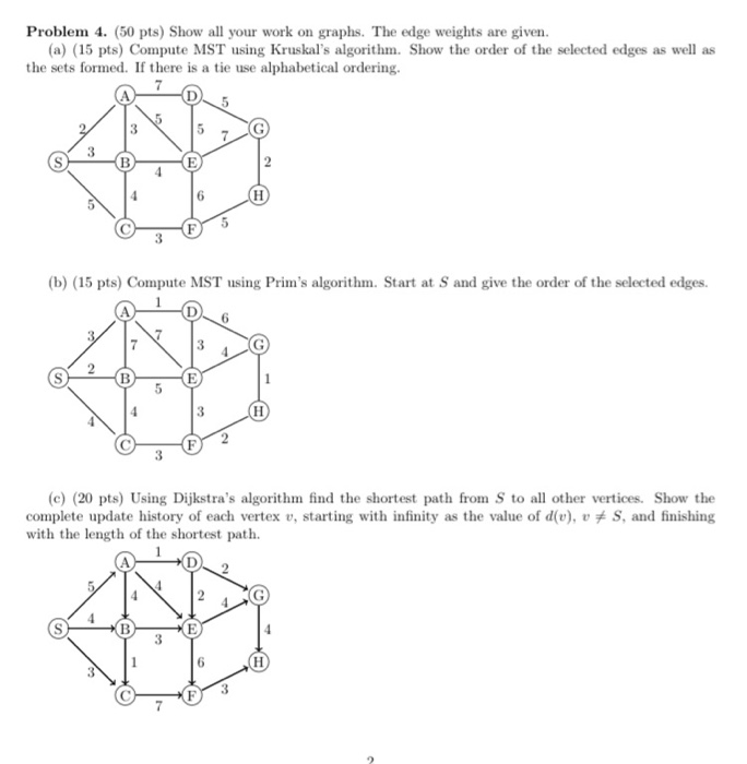 Solved Problem 4. (50 pts) Show all your work on graphs. The | Chegg.com