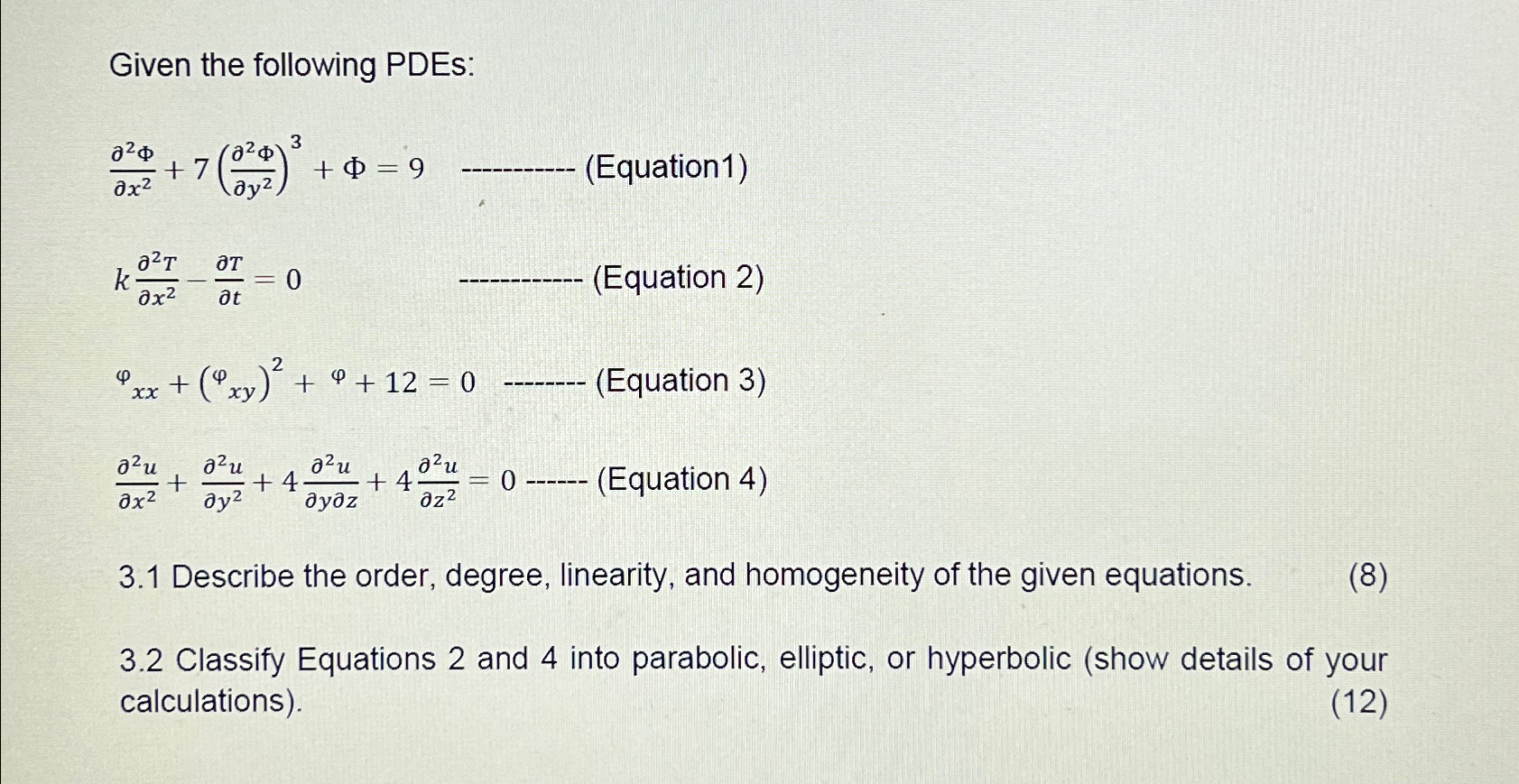 Given the following | Chegg.com