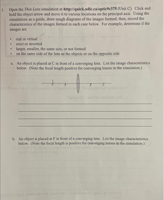 Solved Open the Thin Lens simulation at | Chegg.com