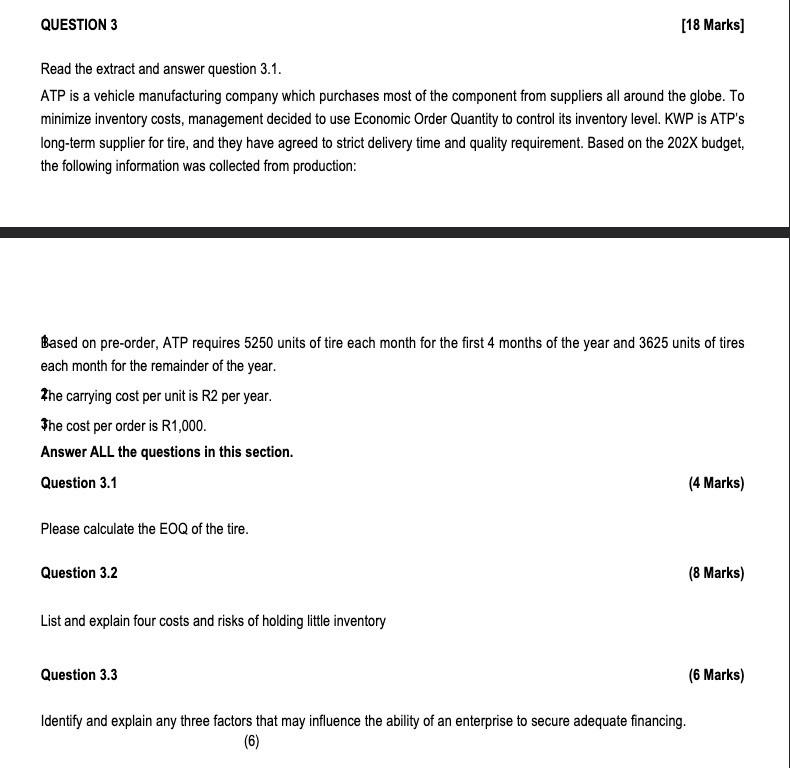 Solved Read the extract and answer question 3.1. ATP is a | Chegg.com