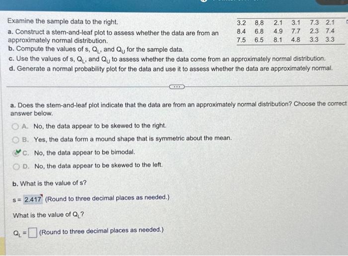 Solved Examine the sample data to the right. a. Construct a | Chegg.com