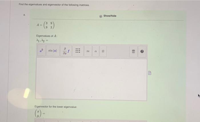 Solved Find the eigenvalues and eigenvector of the following | Chegg.com