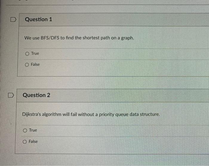 Solved Question 1 We use BFS/DFS to find the shortest path | Chegg.com