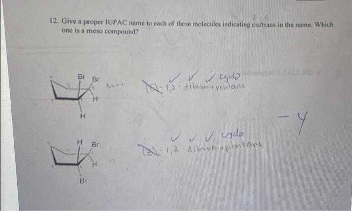 Solved 12. Give a proper IUPAC name to each of these | Chegg.com