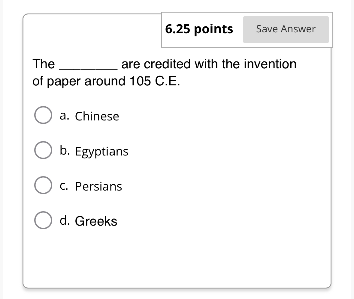 Solved 6.25 ﻿pointsSave AnswerTheare credited with the | Chegg.com