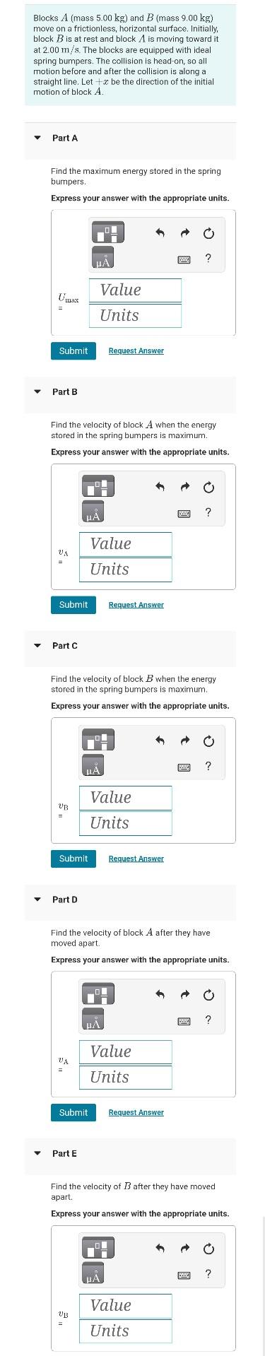 Solved Blocks A (mass 5.00 ﻿kg) ﻿and B (mass 9.00 ﻿kg)move | Chegg.com