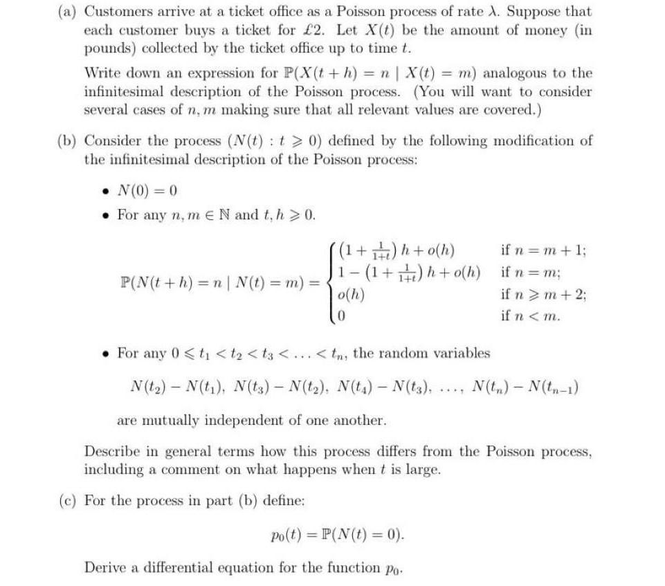 (a) Customers arrive at a ticket office as a Poisson | Chegg.com
