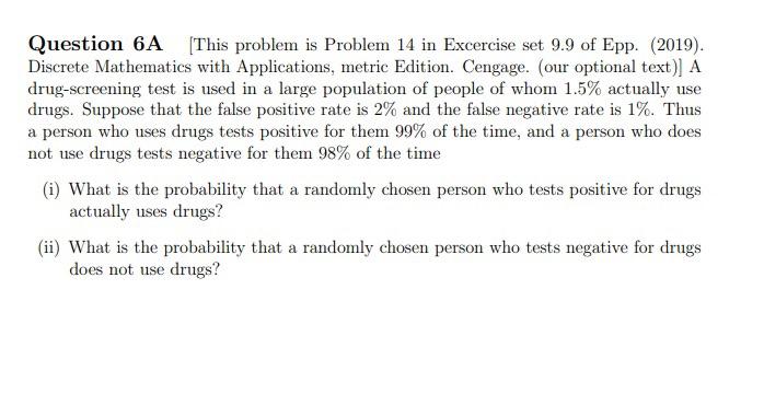 Solved Question 6A [This problem is Problem 14 in Excercise | Chegg.com