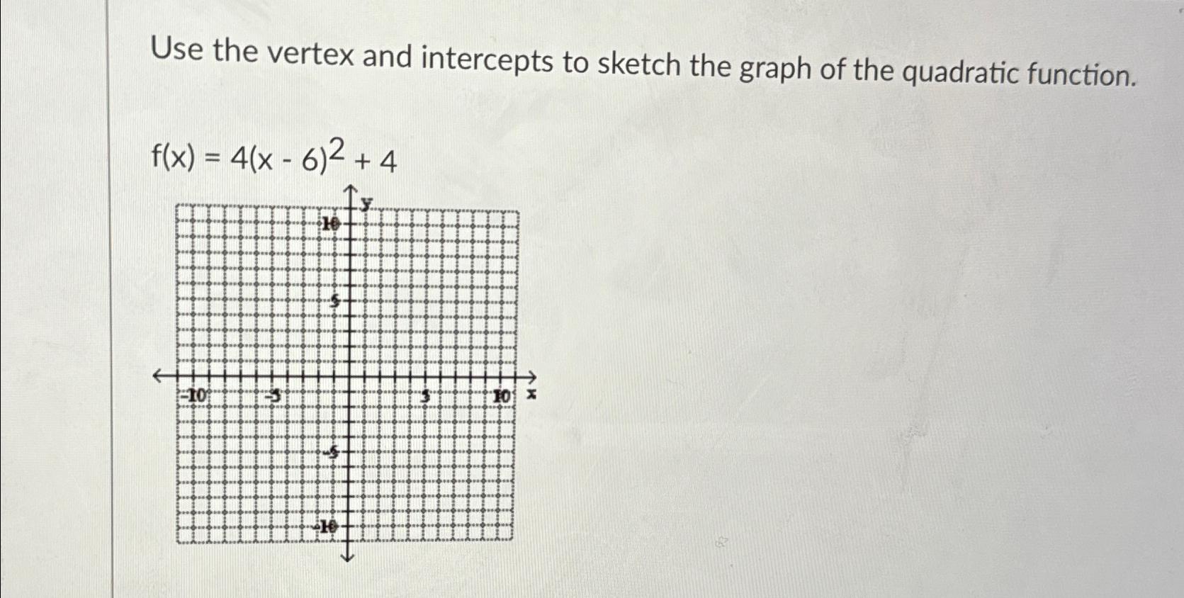 Solved Use the vertex and intercepts to sketch the graph of | Chegg.com