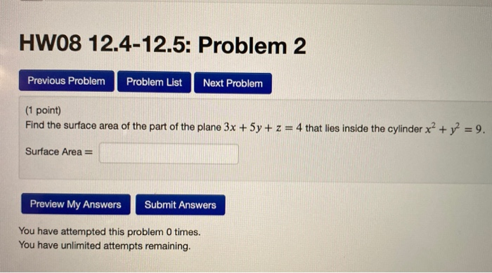 Solved HW08 12.4-12.5: Problem 2 Previous Problem Problem | Chegg.com
