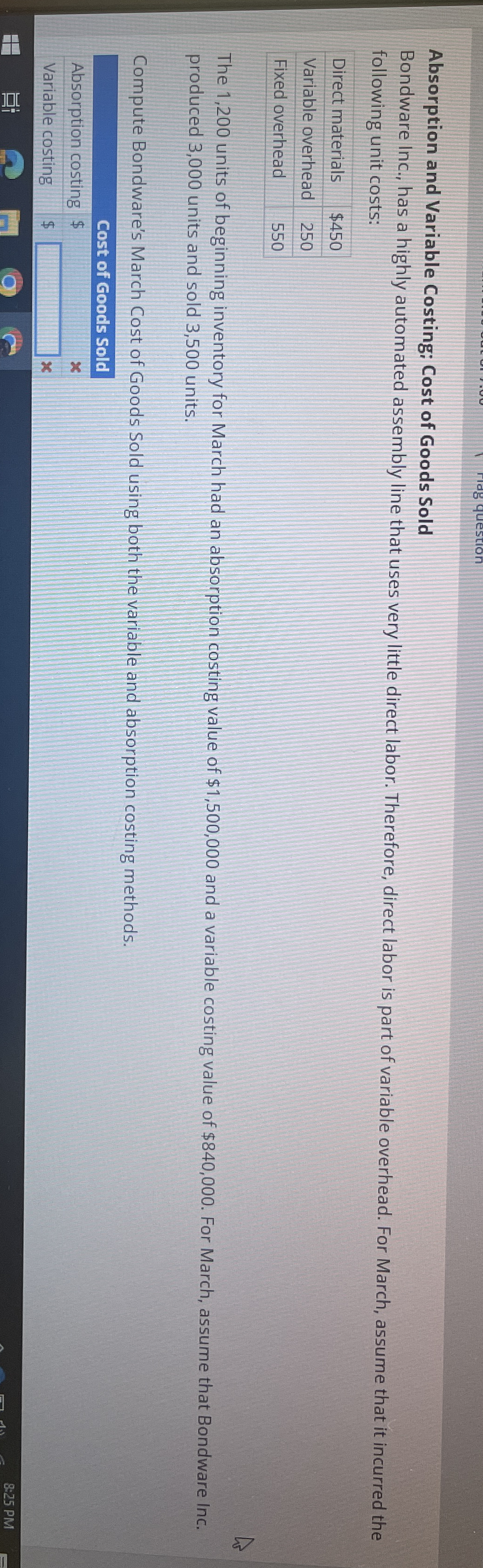 Solved Absorption and Variable Costing; Cost of Goods | Chegg.com