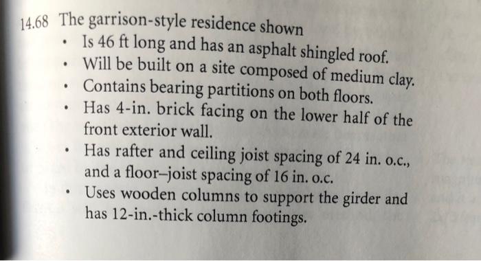 Solved . . 14.68 The garrison-style residence shown Is 46 ft | Chegg.com