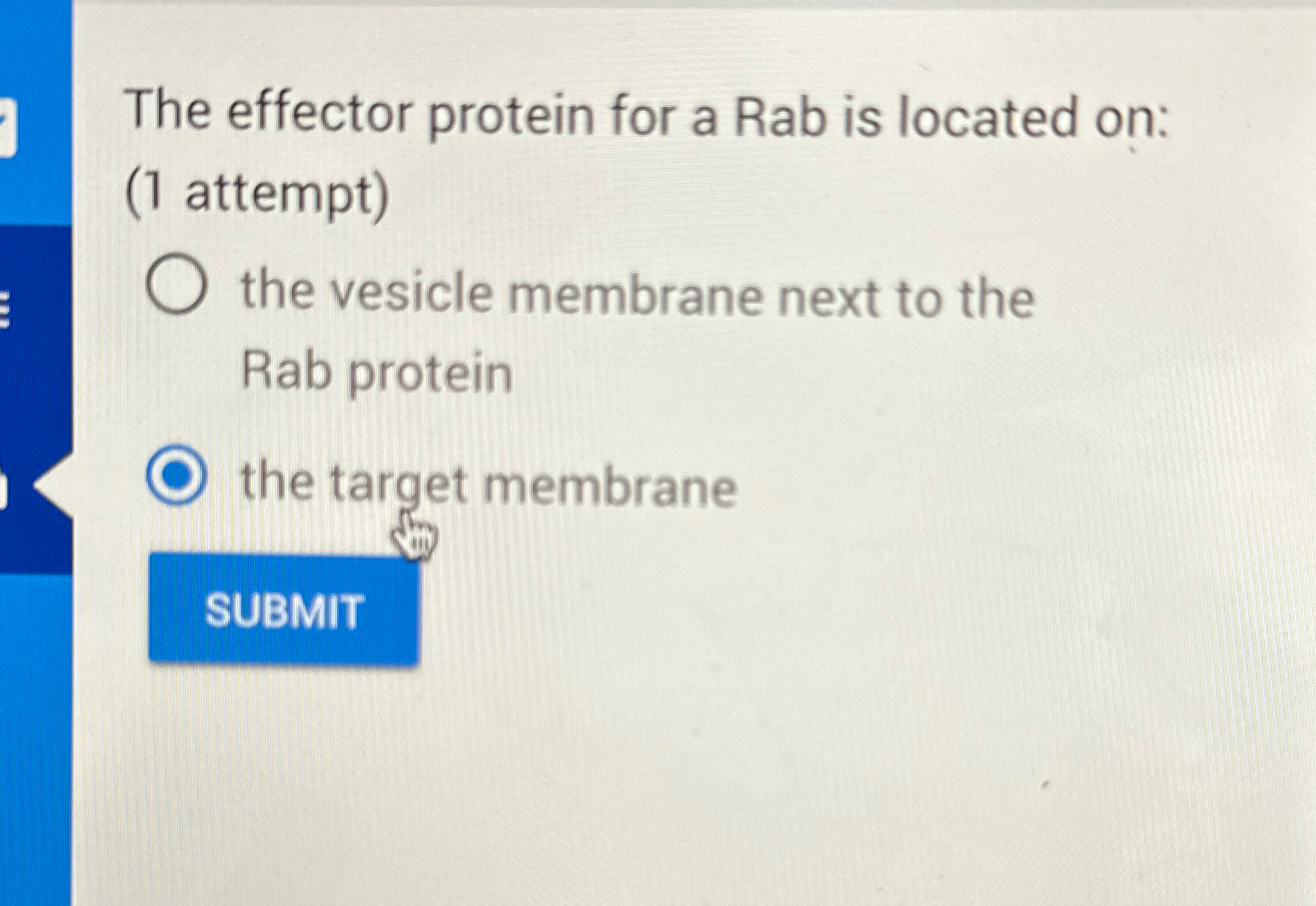 Solved The effector protein for a Rab is located on:(1 | Chegg.com