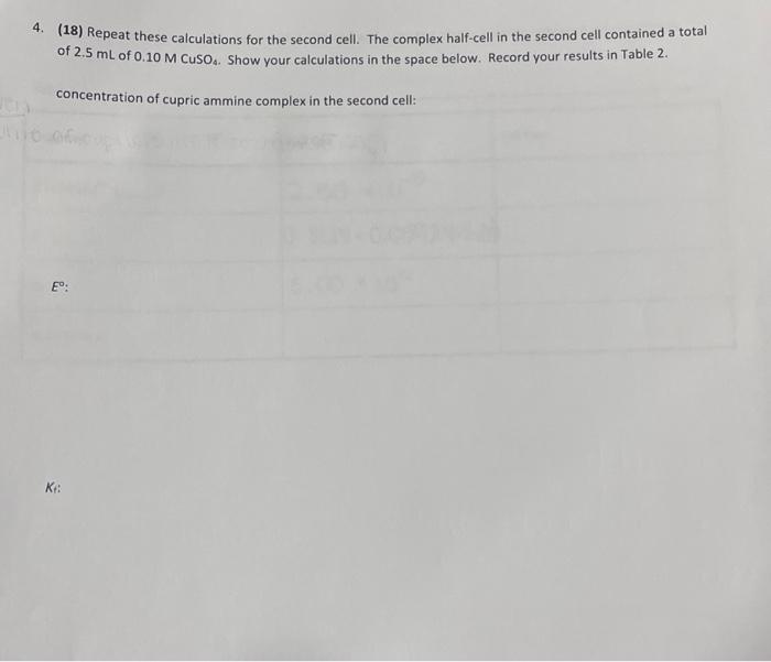 Solved 4. (18) Repeat these calculations for the second | Chegg.com