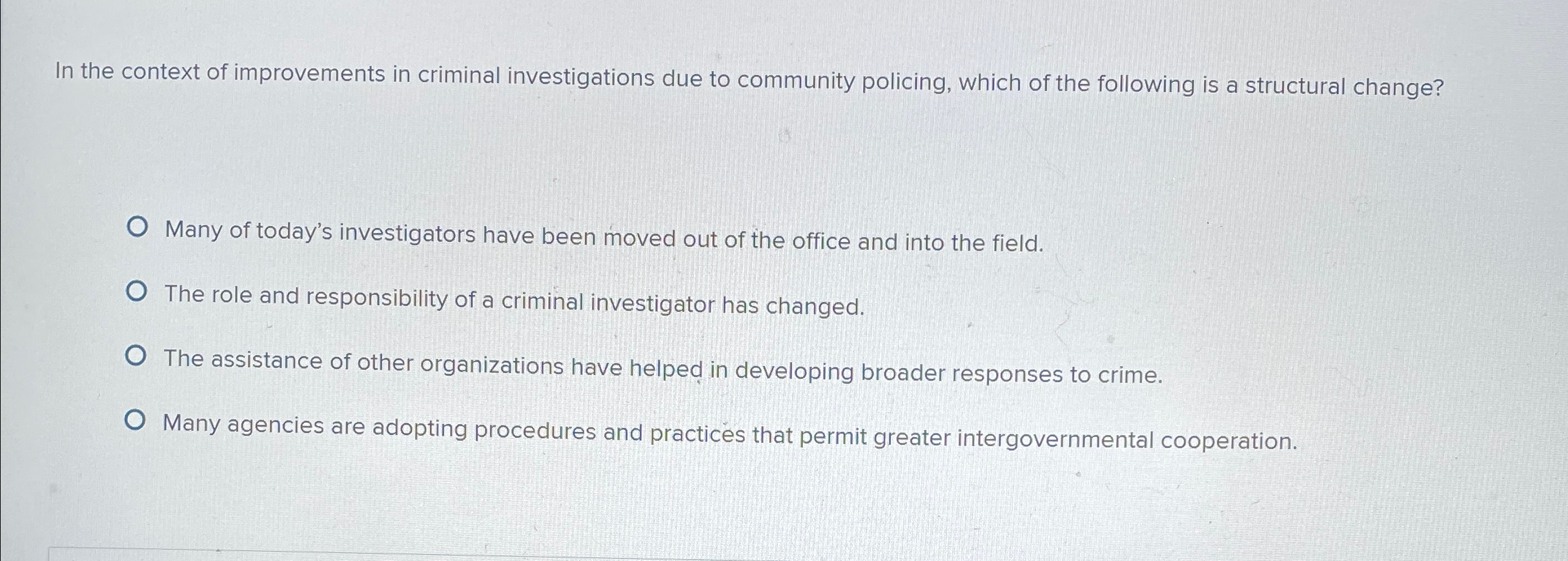 Solved In the context of improvements in criminal | Chegg.com